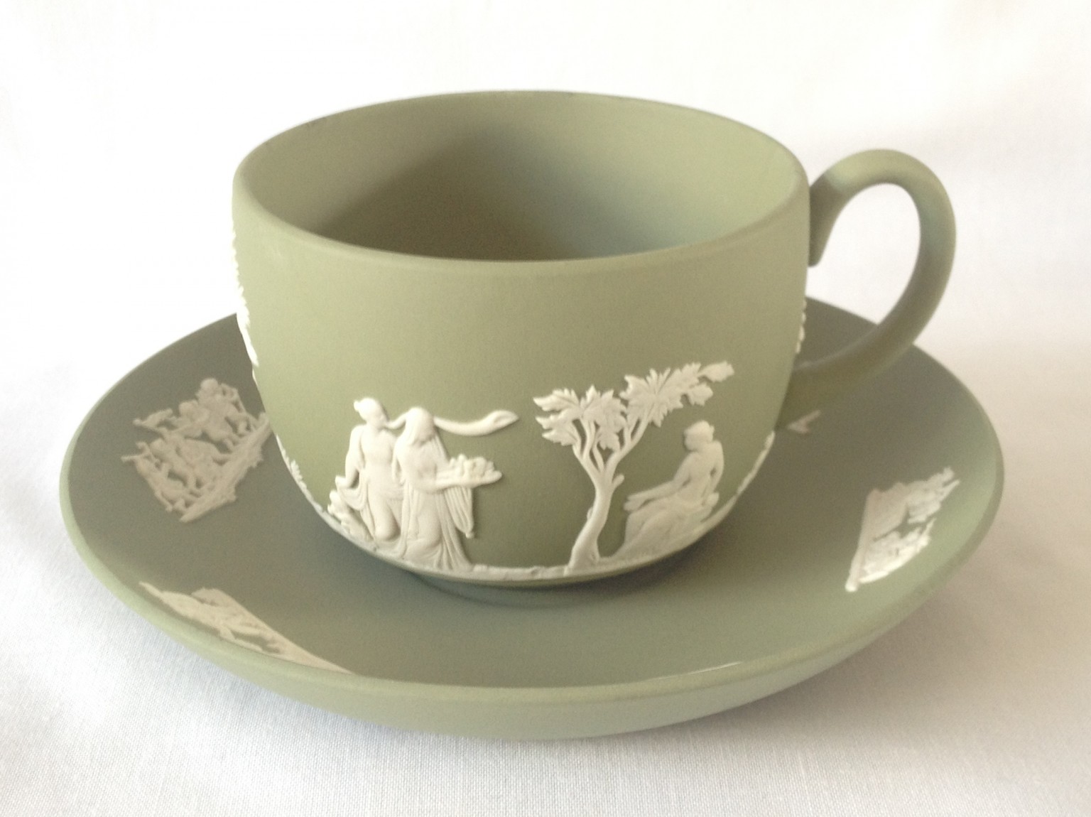 Nivag Collectables: Wedgwood - Green Jasperware: Tea Cup and Saucer