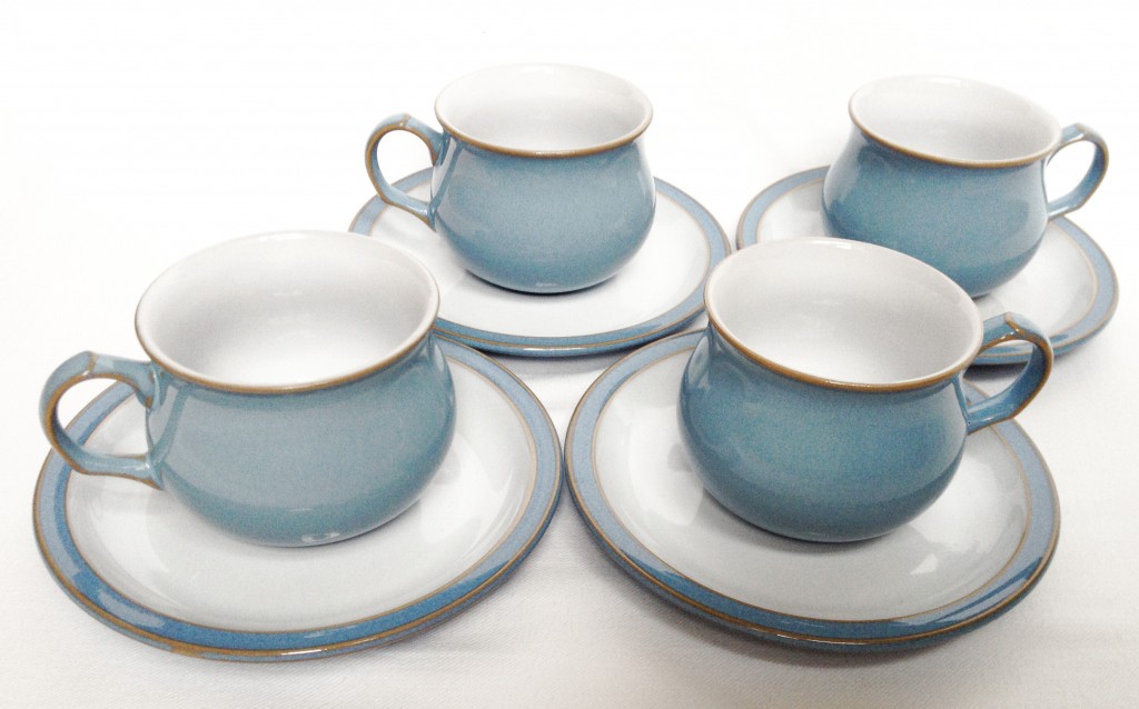 Nivag Collectables: Denby - Colonial Blue: Set of 4 Cups and Saucers